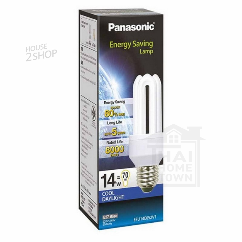 หลอดไฟ Panasonic Energy Saving Lamp หลอดตะเกียบ 14W ขั่ว E27 220v-240v ...